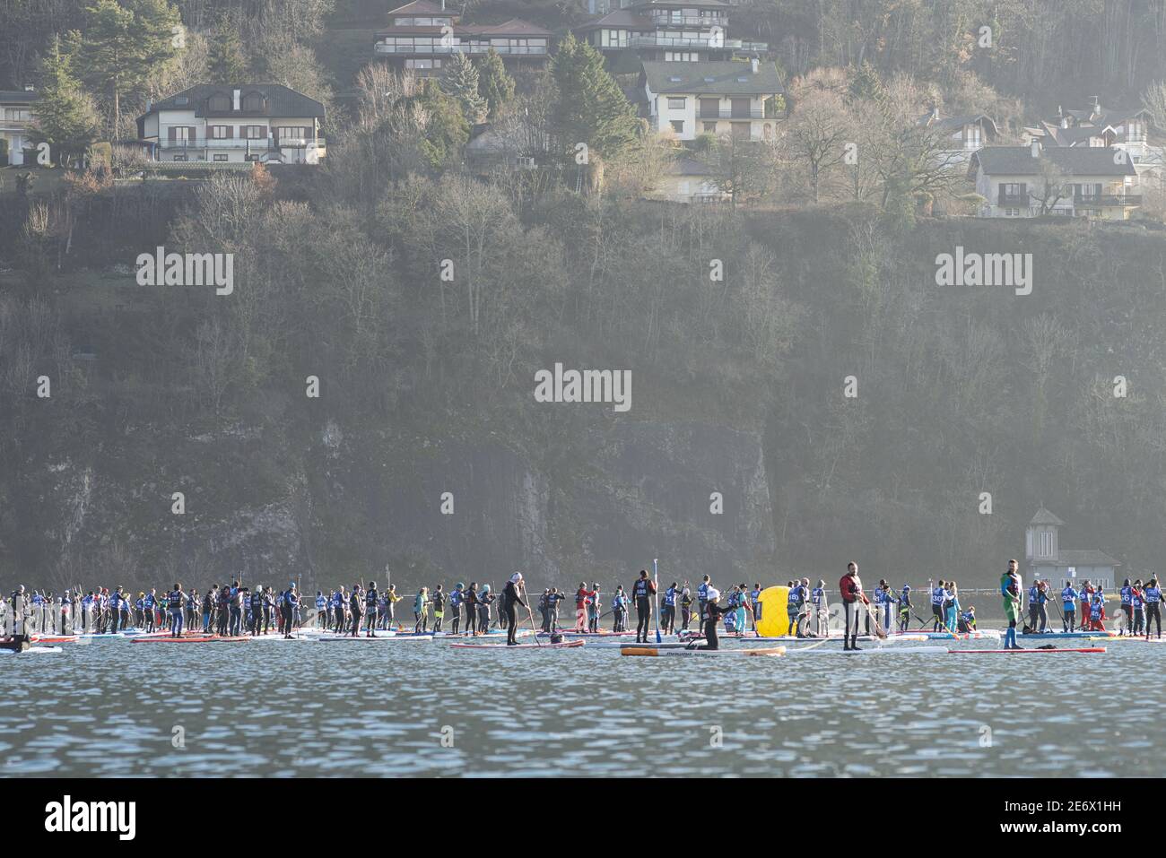 France, Haute Savoie, Talloires, Lake Annecy, Glagla Race 2020, winter ...