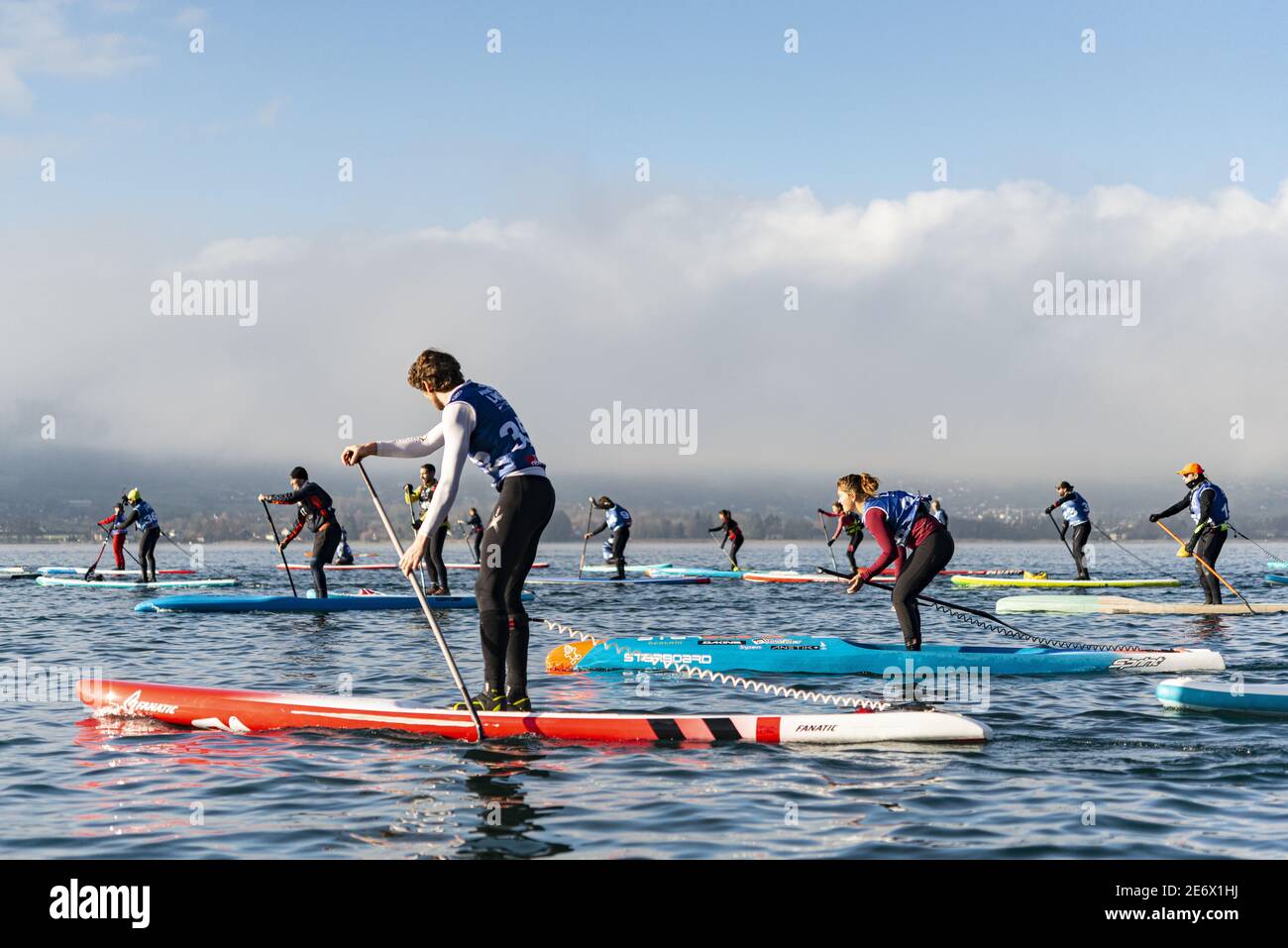 France, Haute Savoie, Talloires, Lake Annecy, Glagla Race 2020, winter ...