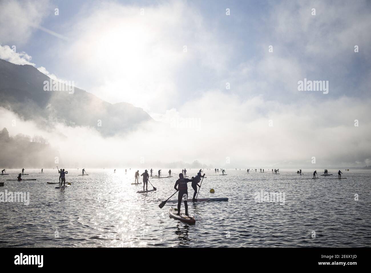 France, Haute Savoie, Talloires, Lake Annecy, Glagla Race 2020, winter ...