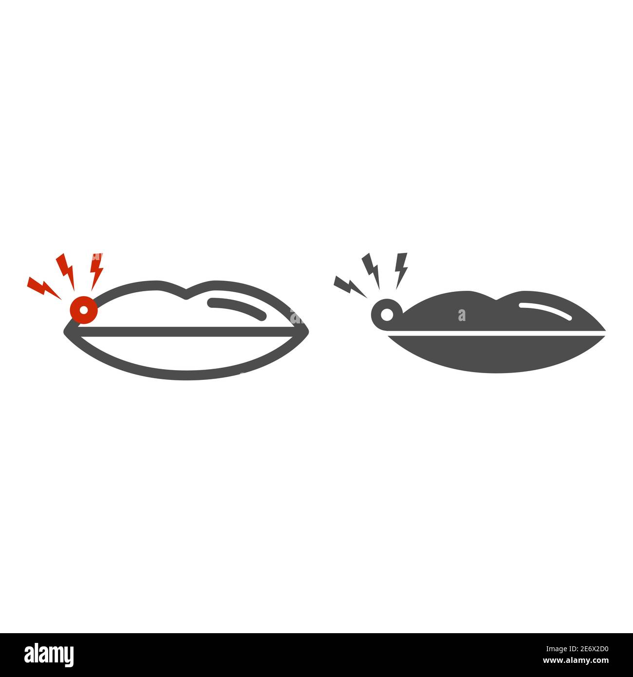 Lips with herpes line and solid icon, healthcare concept, mouth sores ...