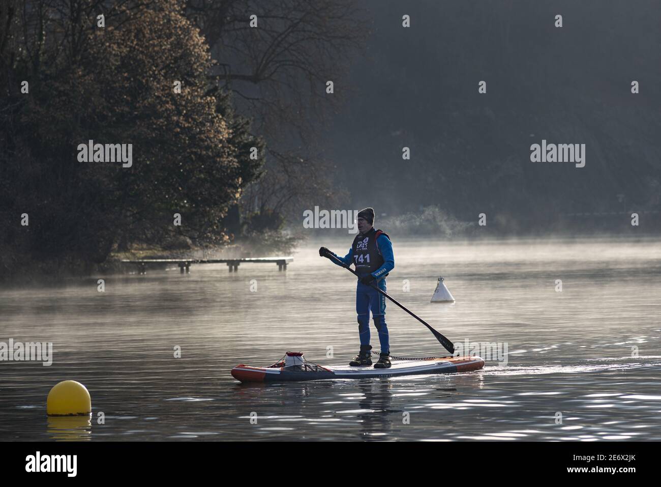 France, Haute Savoie, Talloires, Lake Annecy, Glagla Race 2020, winter ...