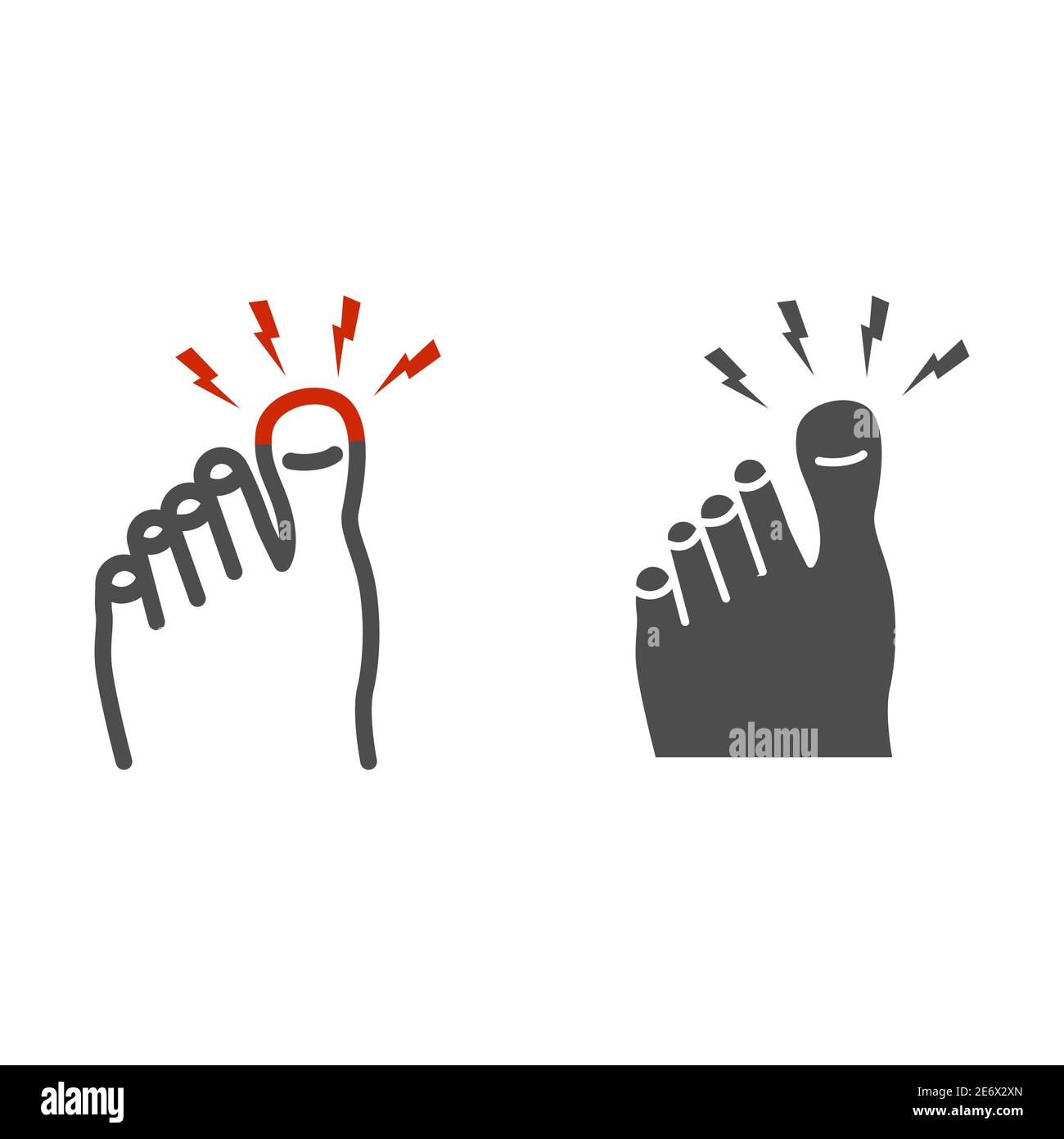 Sore big toe line and solid icon, Body pain concept, Foot pain sign on ...