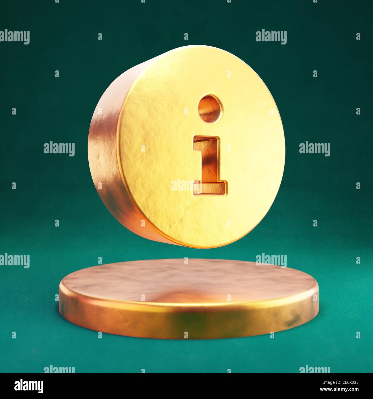 Info Circle icon. Fortuna Gold Info Circle symbol on golden podium ...