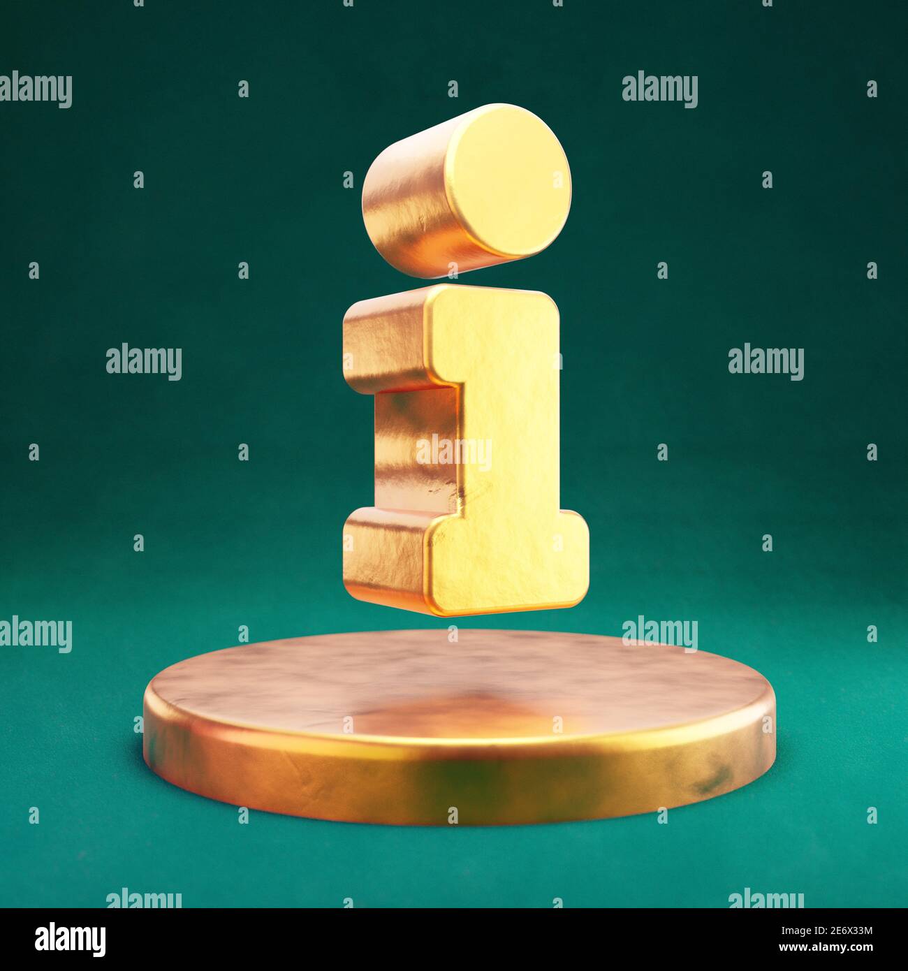 Info icon. Fortuna Gold Info symbol on golden podium Stock Photo - Alamy