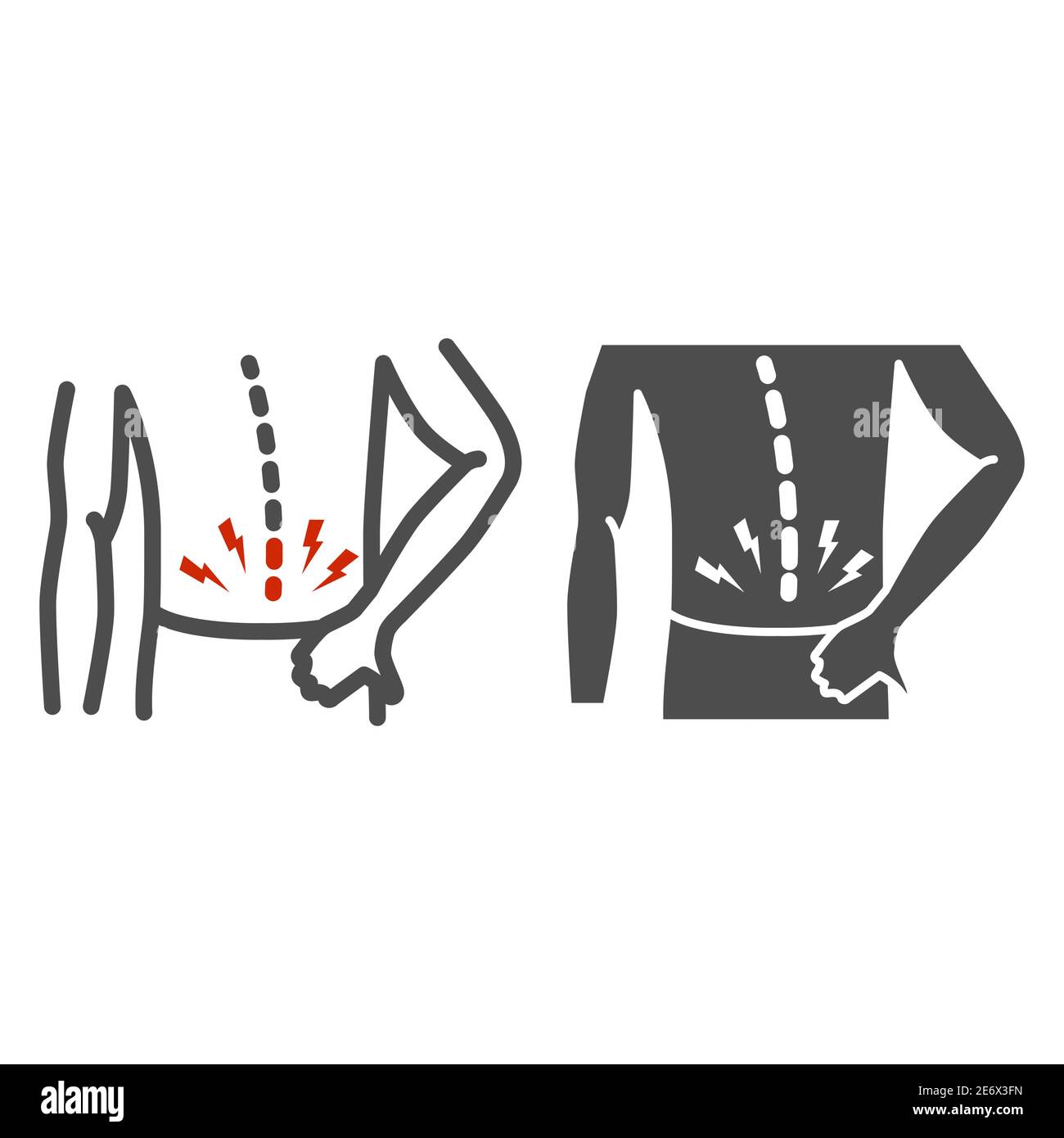 Back pain line and solid icon, Body pain concept, Backache sign on ...