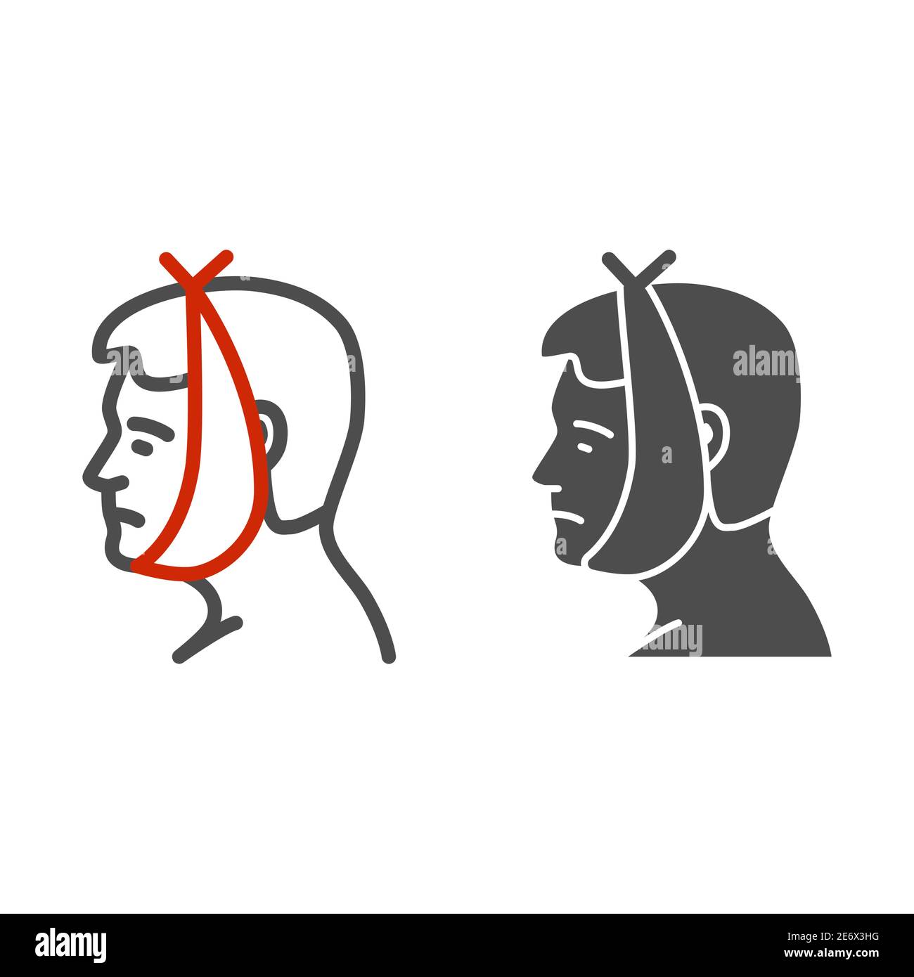 Tooth and cheek hurts line and solid icon, disease concept, Toothache ...