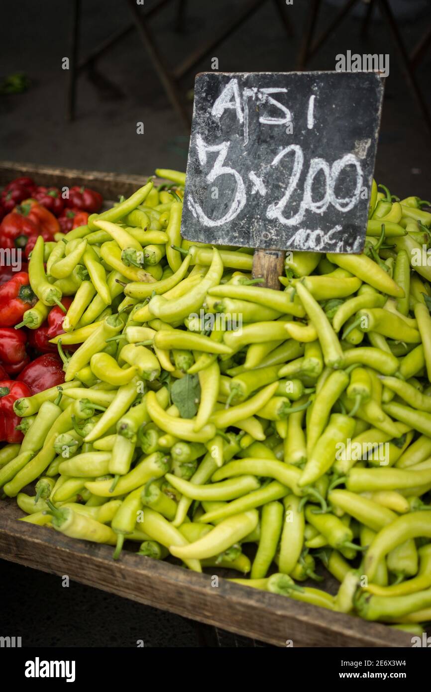 Vertical shot of fresh spicy chili pepper in a food market Stock Photo ...
