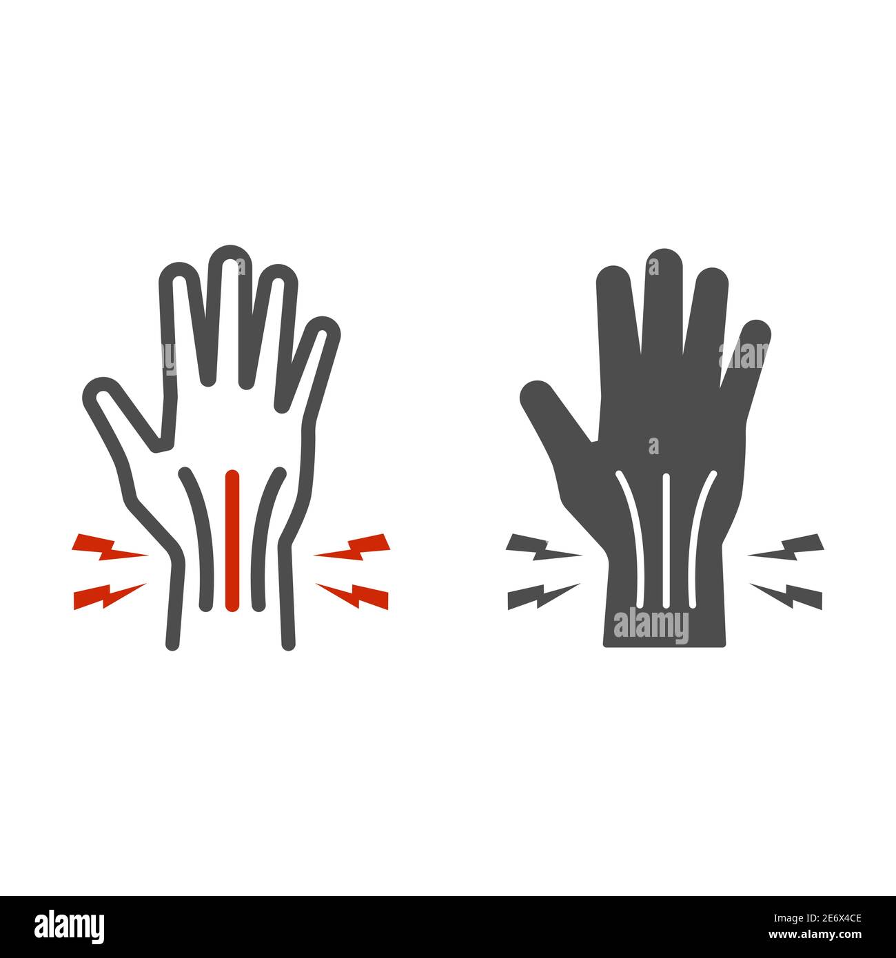 Pain in hand line and solid icon, Body pain concept, injury in hand ...