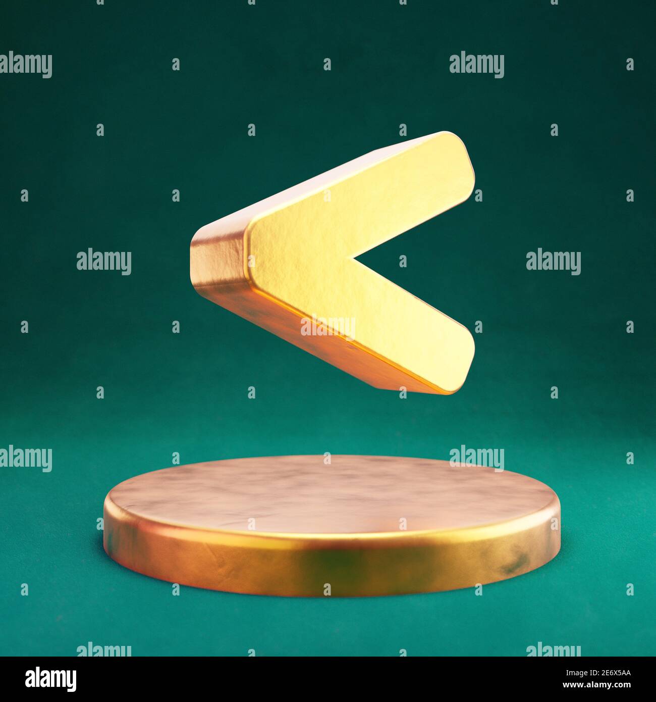 Less Than icon. Fortuna Gold Less Than symbol on golden podium Stock ...