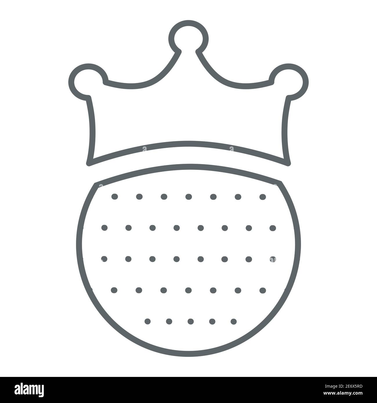 Golf ball with crown thin line icon, sports concept, King of golf sign on white background ...