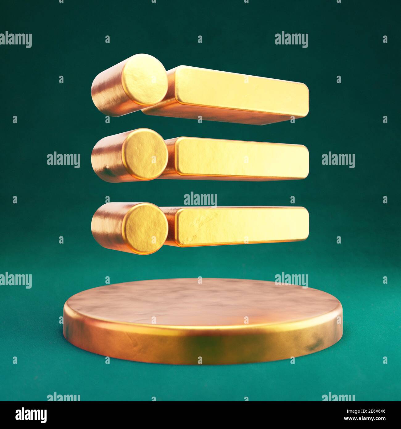 Unordered List icon. Fortuna Gold Lira symbol on golden podium Stock ...