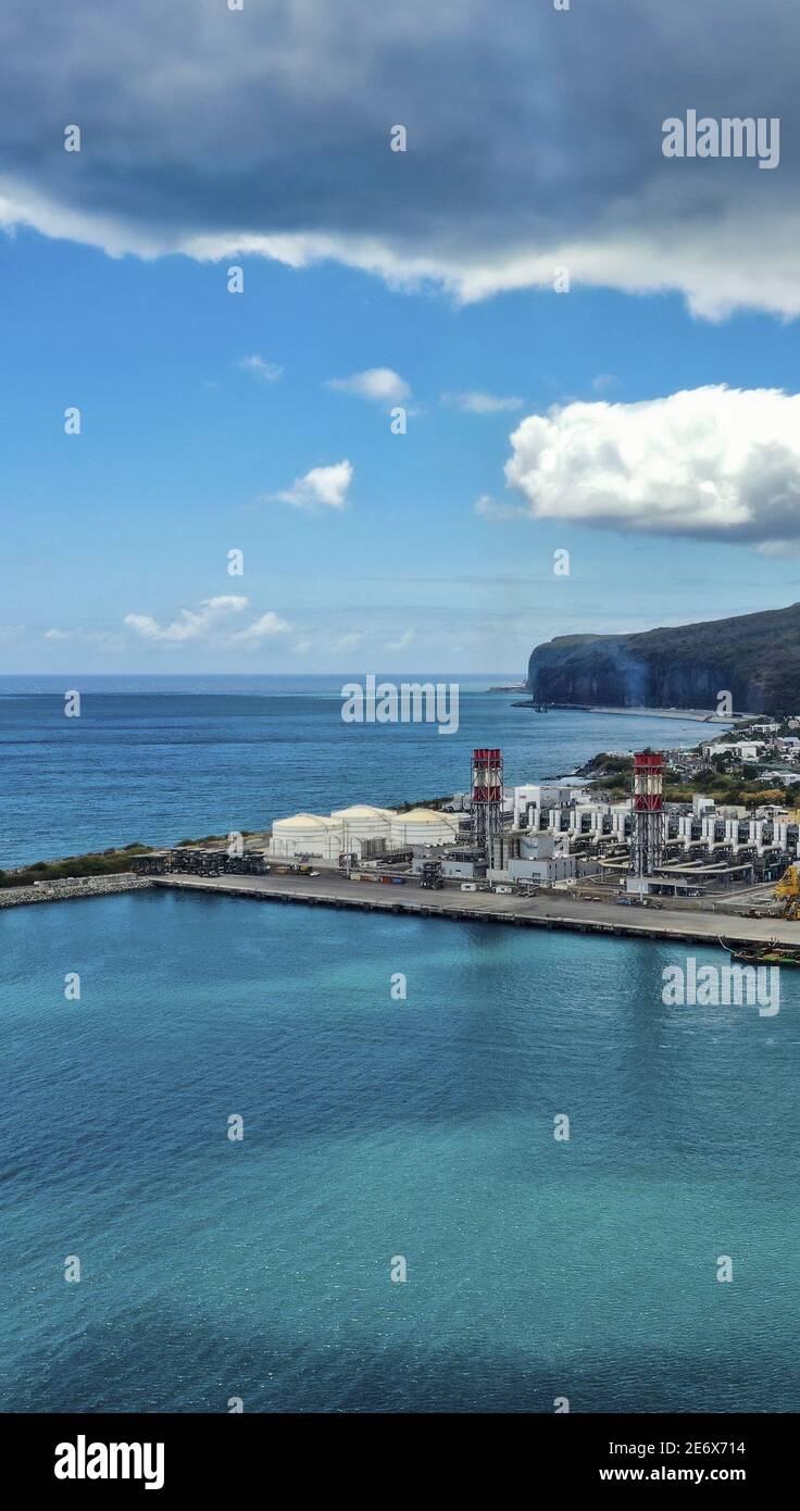 France, Reunion Island, Le Port,Freight port, quayside boat, containers ...