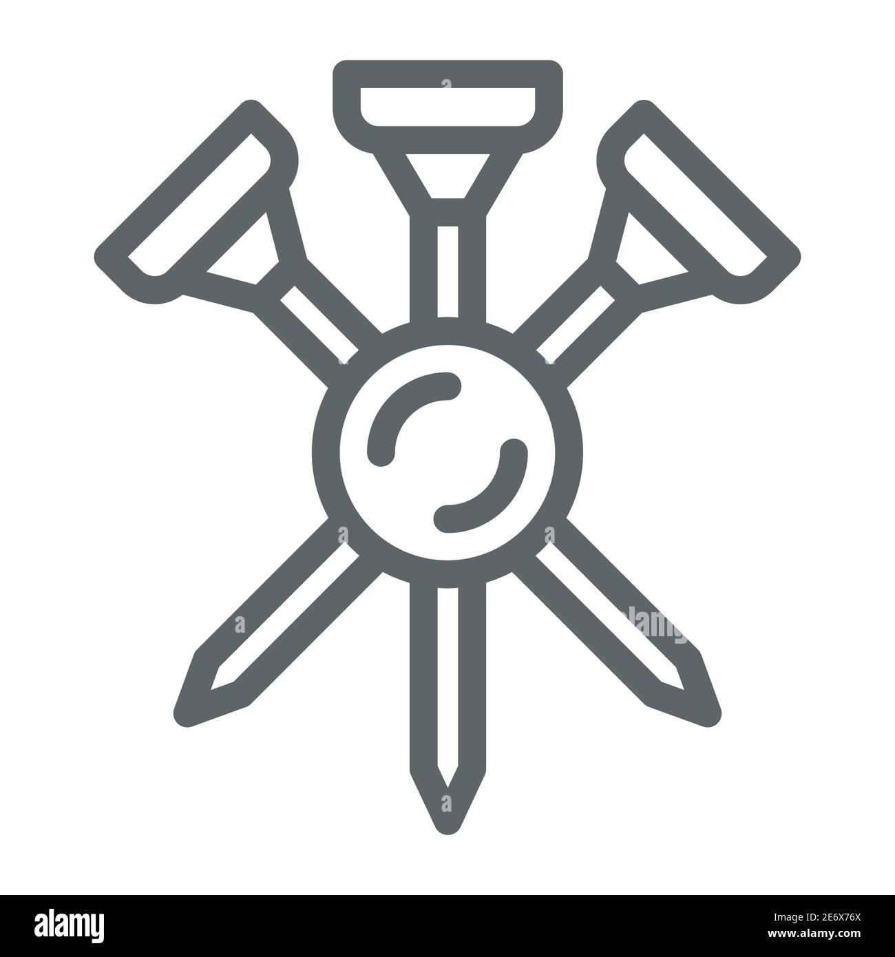 Golf tees line icon, equipment and sport concept, Golf crossed tee sign ...