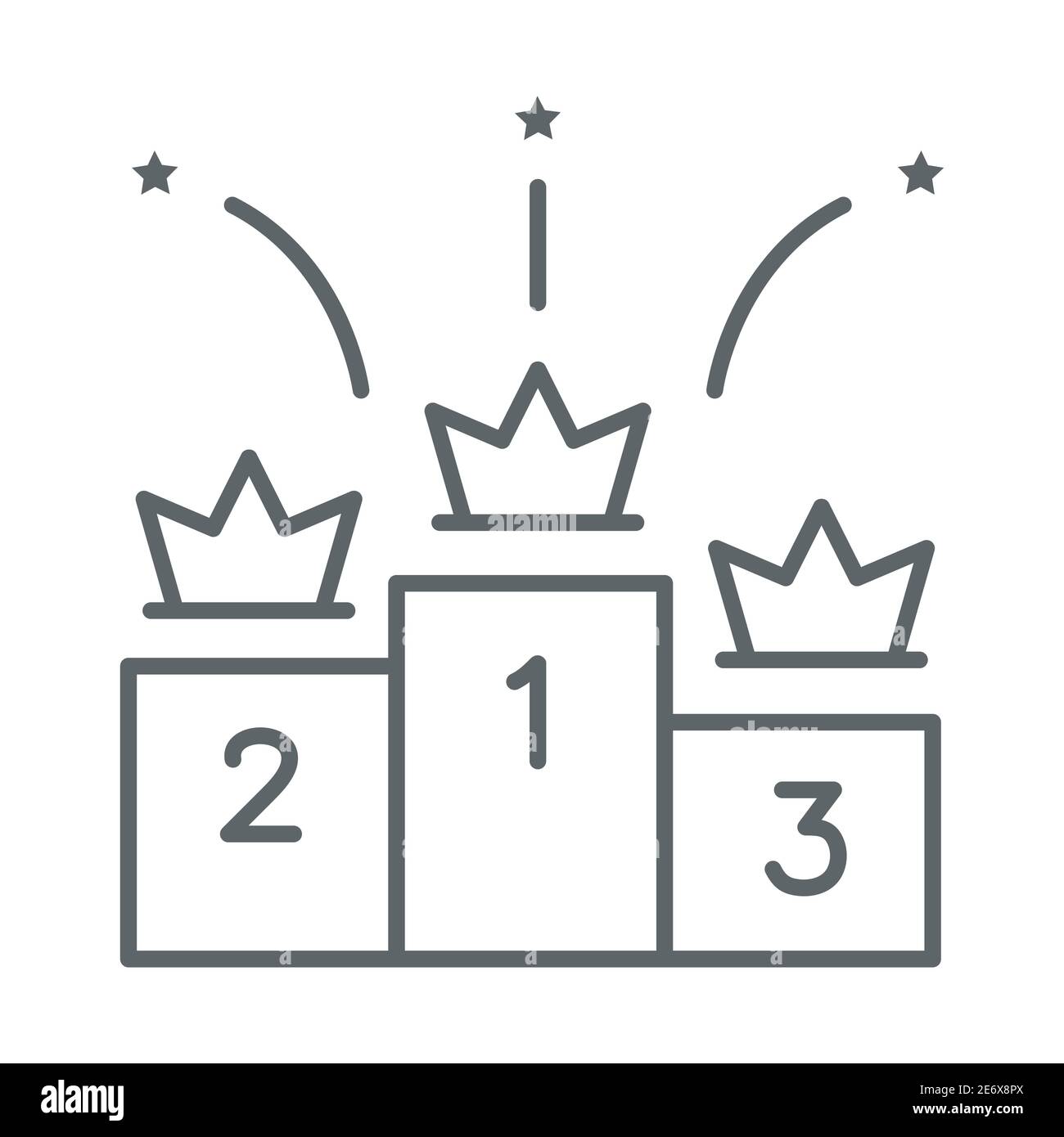 Winners podium with crowns thin line icon, sport concept, Pedestal of ...