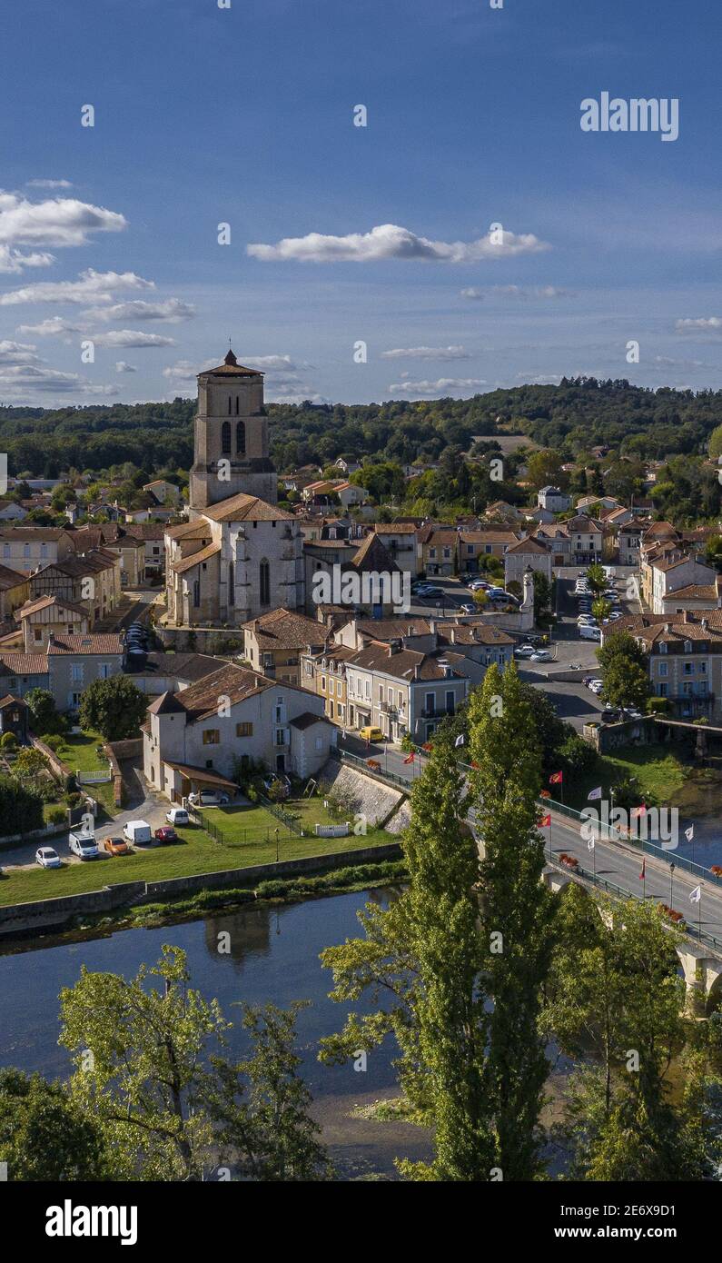 France, Dordogne, White Perigord, Saint-Astier, Town of Saint-Astier ...