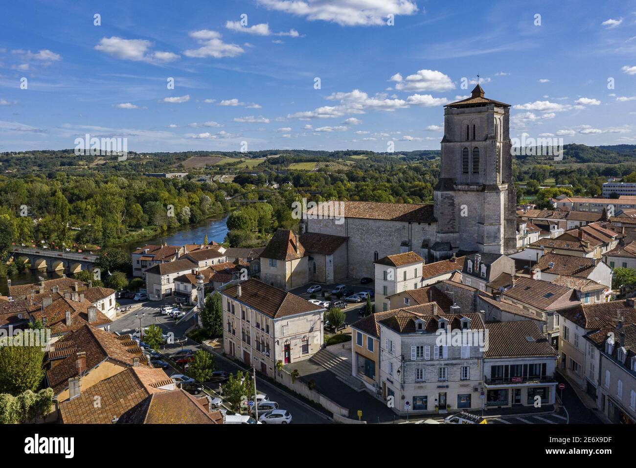 France, Dordogne, White Perigord, Saint-Astier, Town of Saint-Astier ...