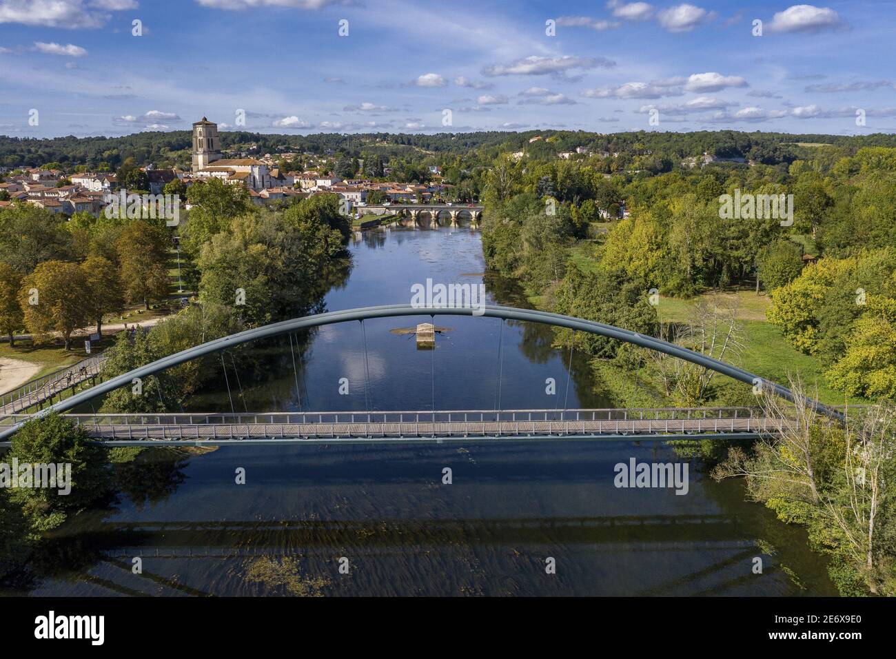 France, Dordogne, White Perigord, Saint-Astier, Town of Saint-Astier ...