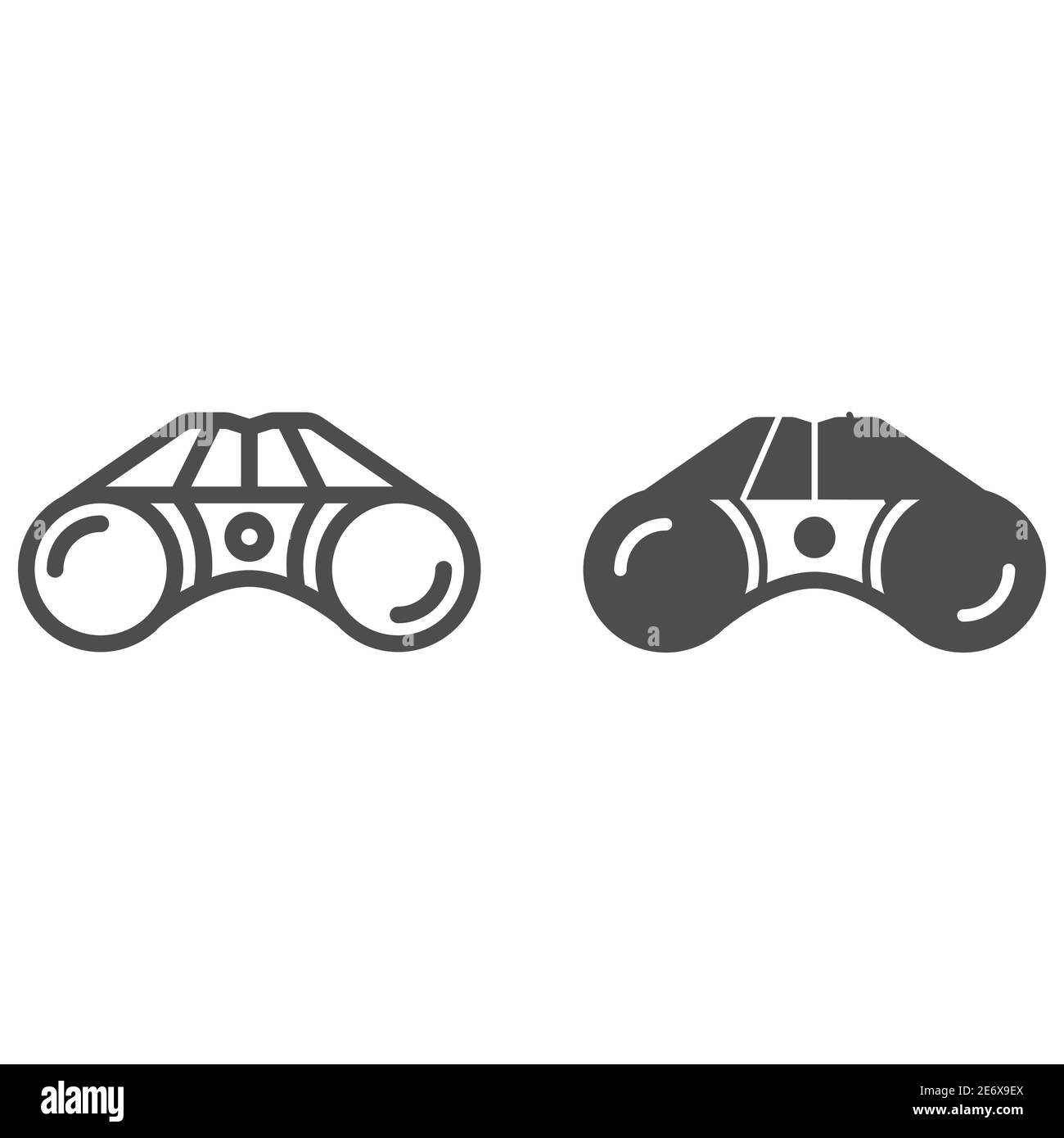 Binoculars line and solid icon, equipment for golfing concept ...