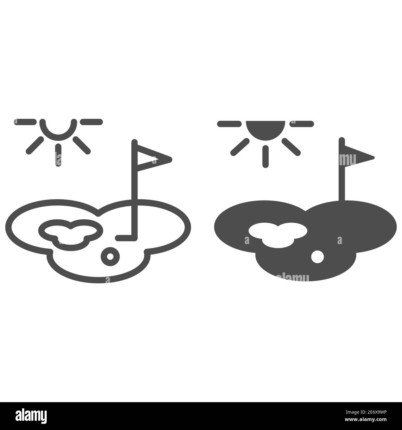 Golf course line and solid icon, golf concept, playing field sign on ...