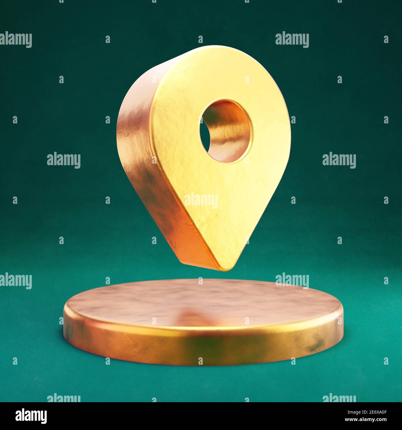 Map Marker icon. Fortuna Gold Map Marker symbol on golden podium Stock ...
