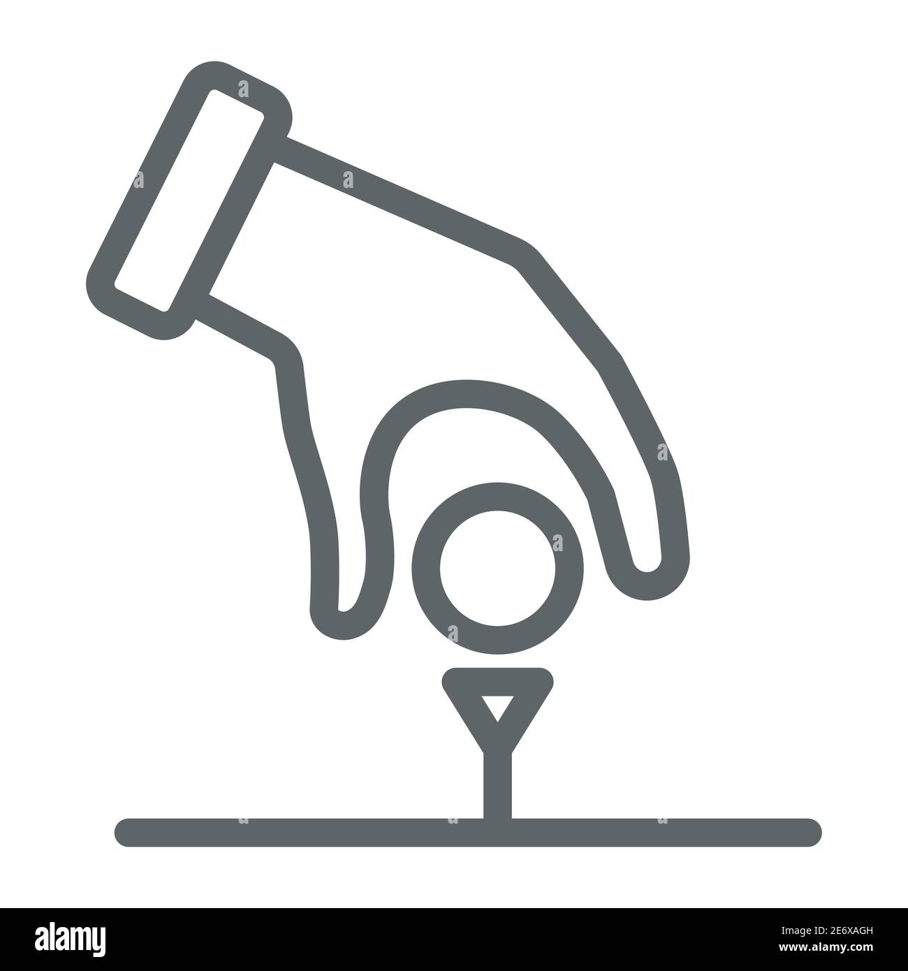 Golfer hand put ball on tee line icon, golf concept, hand with ball ...