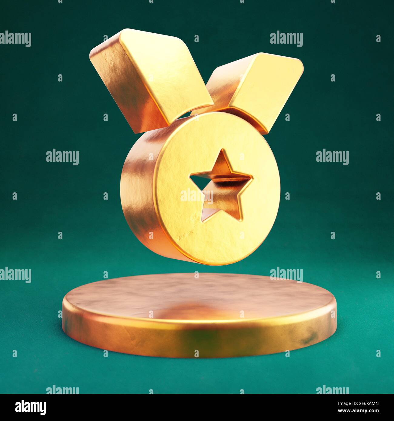 Medal icon. Fortuna Gold Medal symbol on golden podium Stock Photo - Alamy