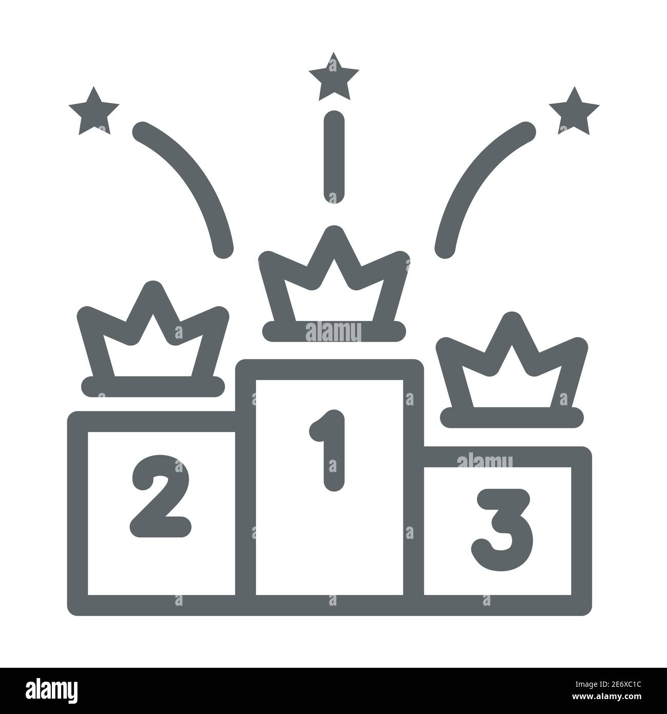 Winners podium with crowns line icon, sport concept, Pedestal of honor ...