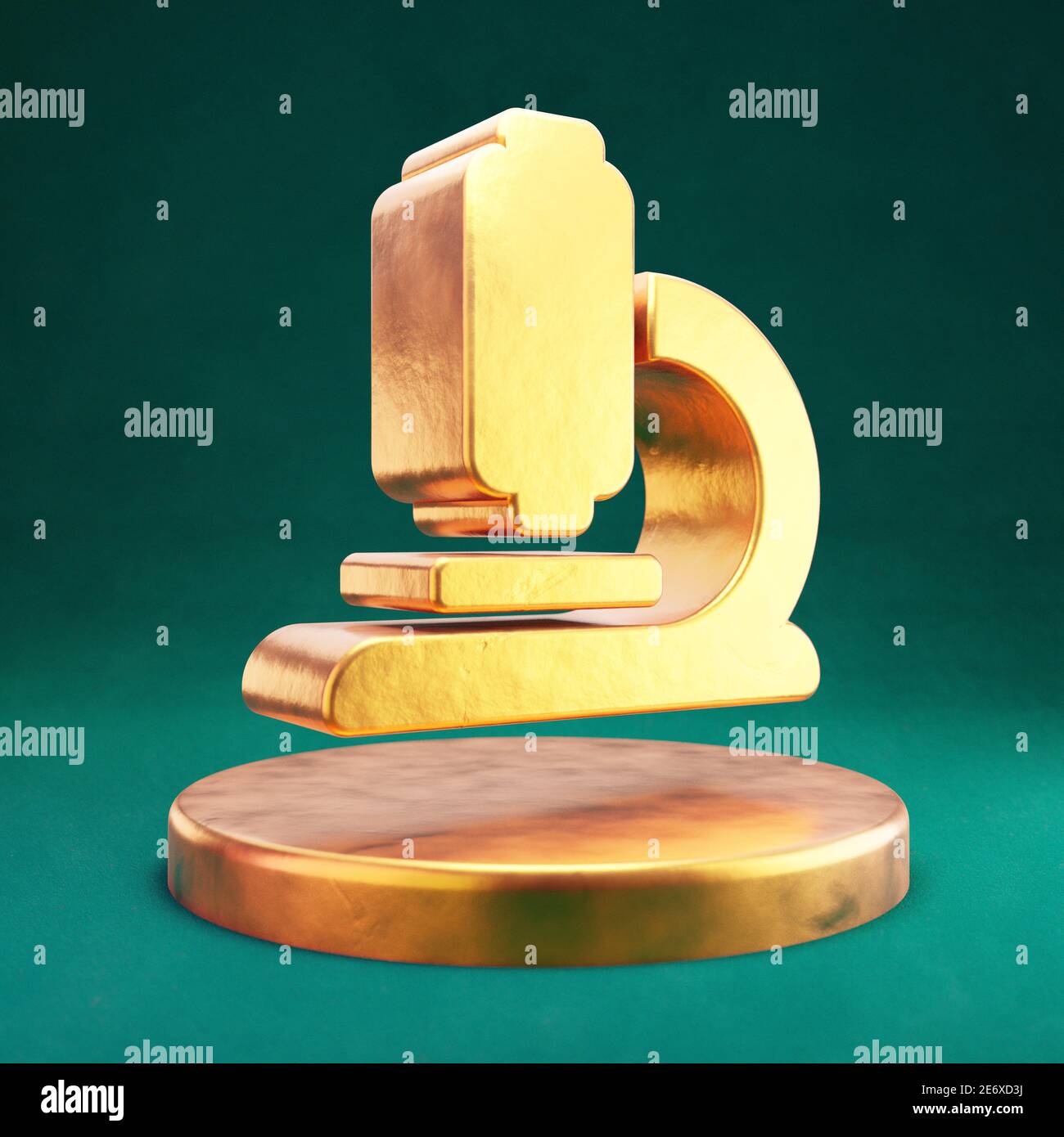 Microscope icon. Fortuna Gold Microscope symbol on golden podium Stock ...