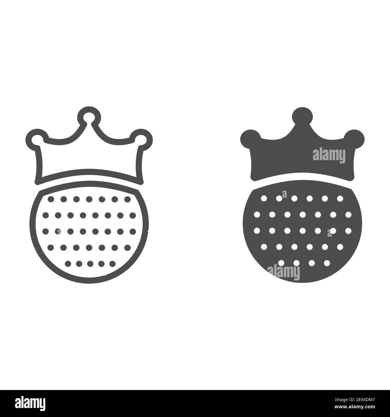 Golf ball with crown line and solid icon, sports concept, King of golf sign on white background ...