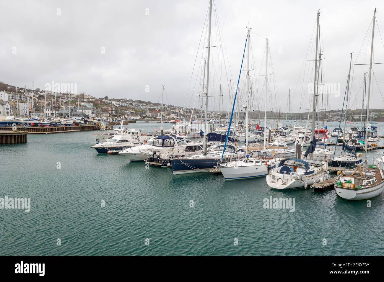 Landscape photo of boats floating in the harbor in Falmouth Stock Photo ...