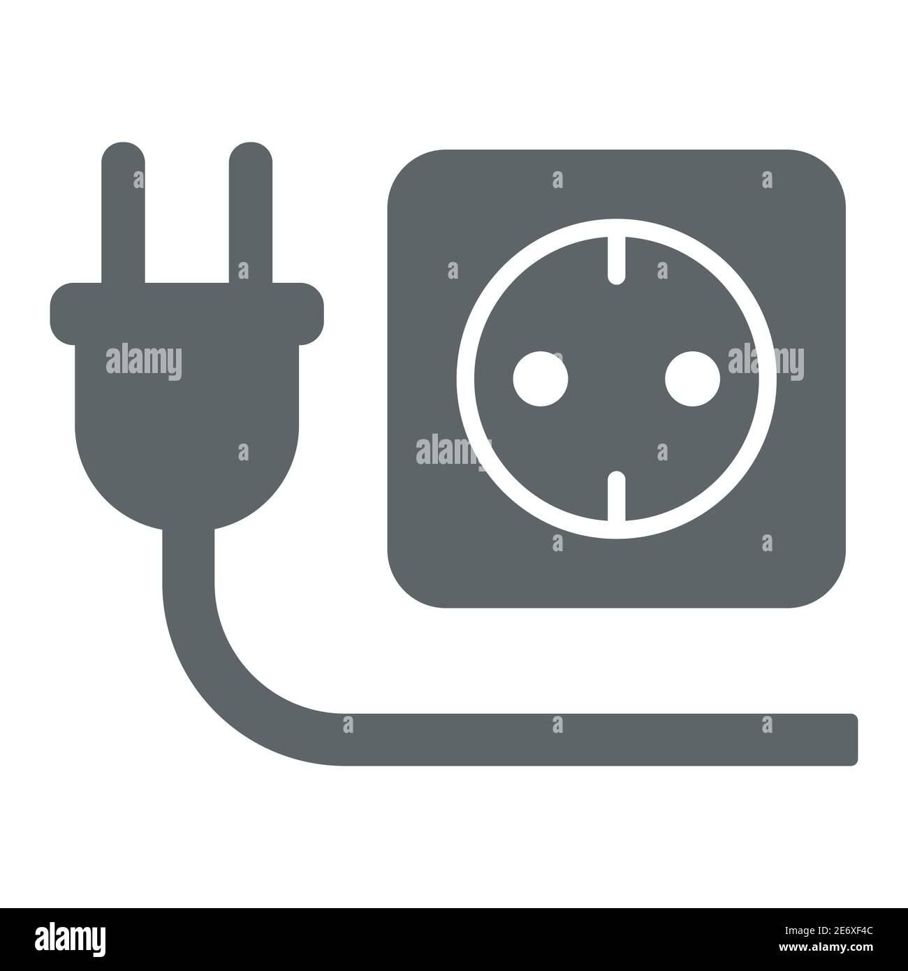 Plug And Socket Solid Icon Technology Concept Electricity Sign On