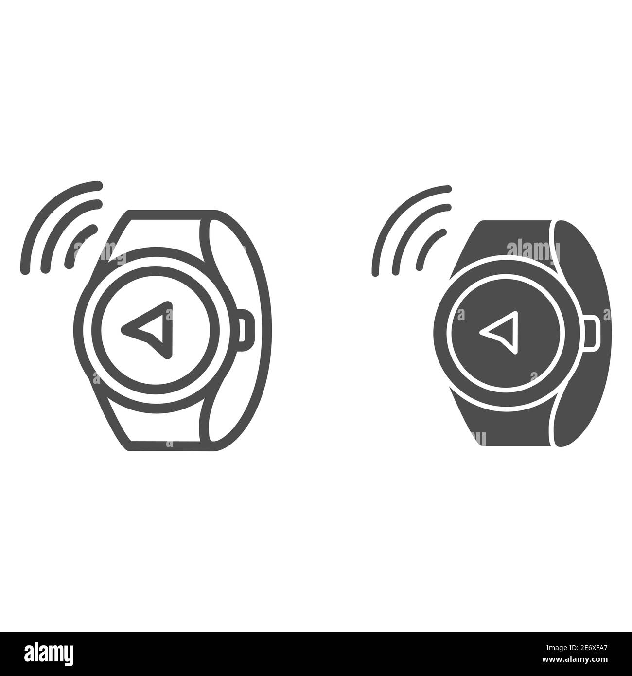 Watch compass line and solid icon, directions and navigation concept ...