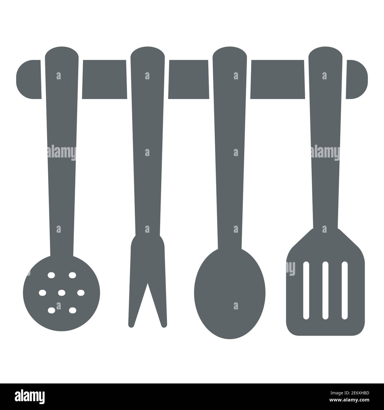 Kitchen utensils set solid icon, Kitchen appliances concept, cooking ...