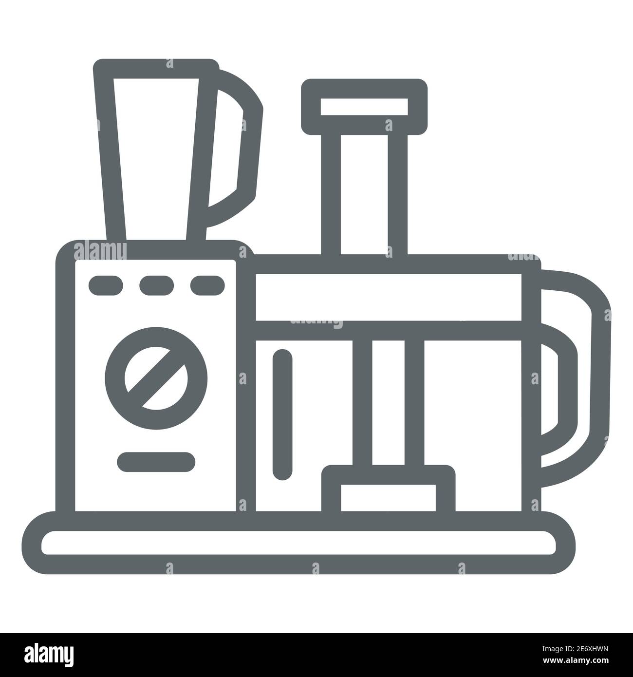 Food processor line icon, Kitchen equipment concept, Food blender ...