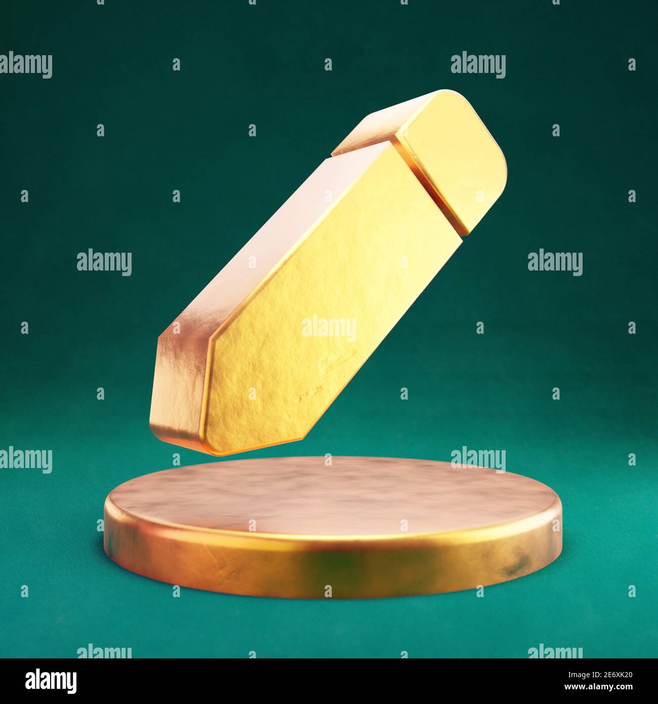 Pen icon. Fortuna Gold Pen symbol on golden podium Stock Photo - Alamy