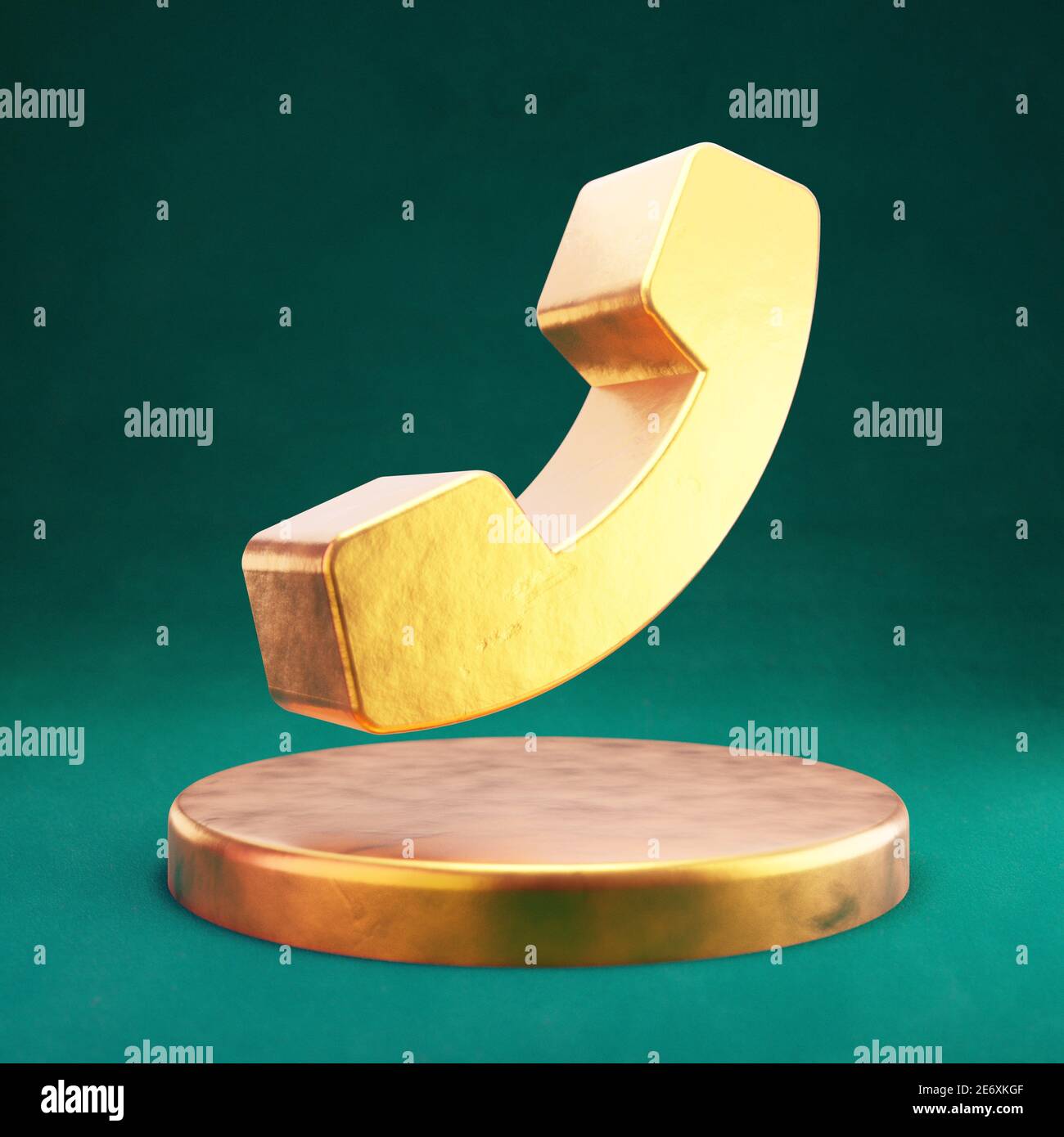 Phone icon. Fortuna Gold Phone symbol on golden podium Stock Photo - Alamy