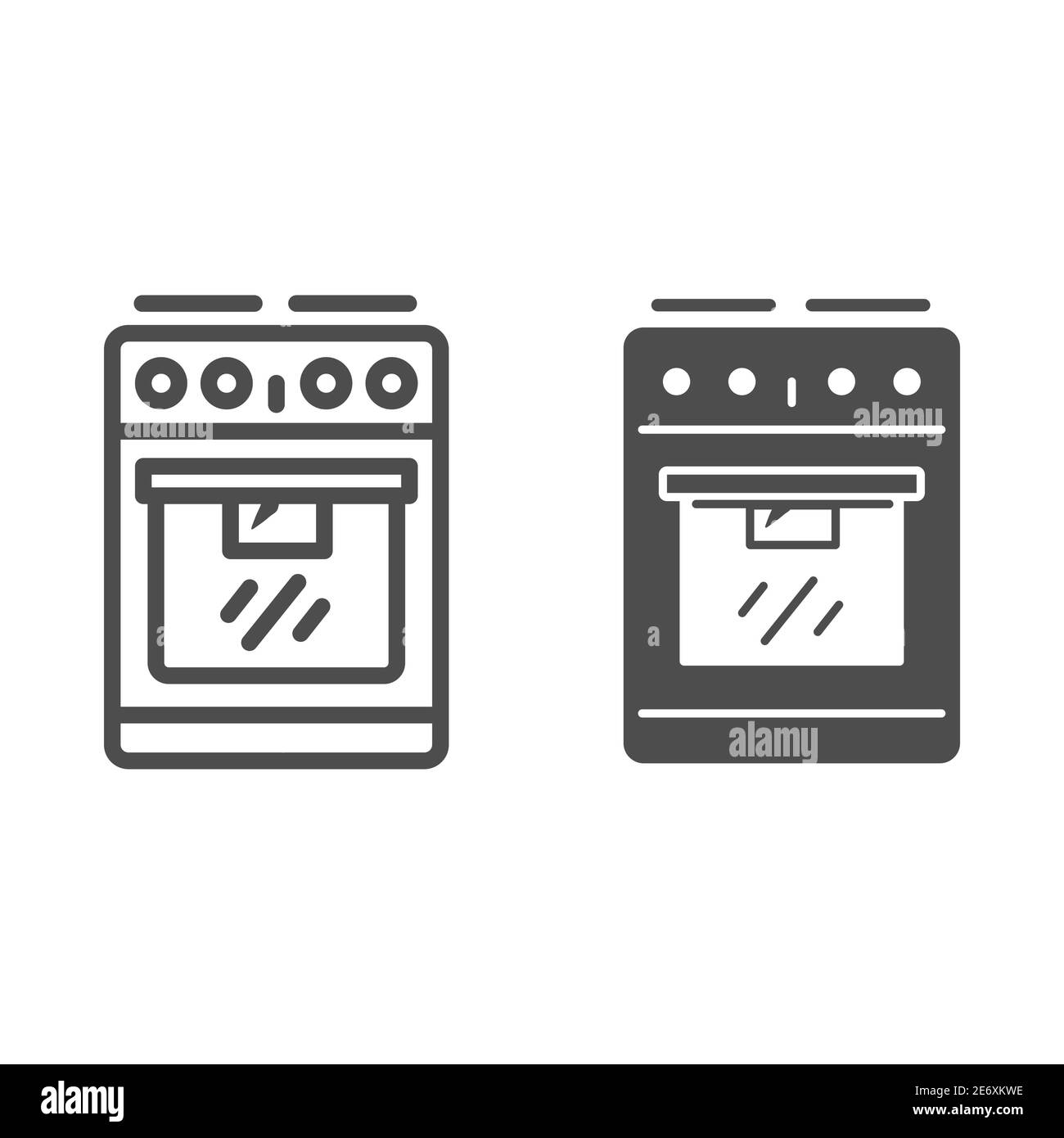 Electric furnace line and solid icon, Kitchen equipment concept, Oven ...