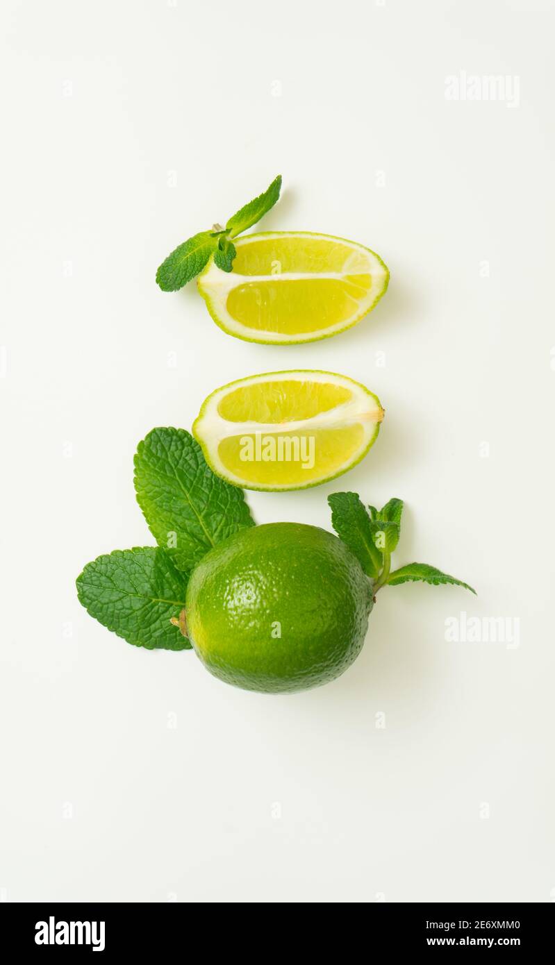 Lime isolated.Very fresh and sour lime slice with mint leaves isolate ...