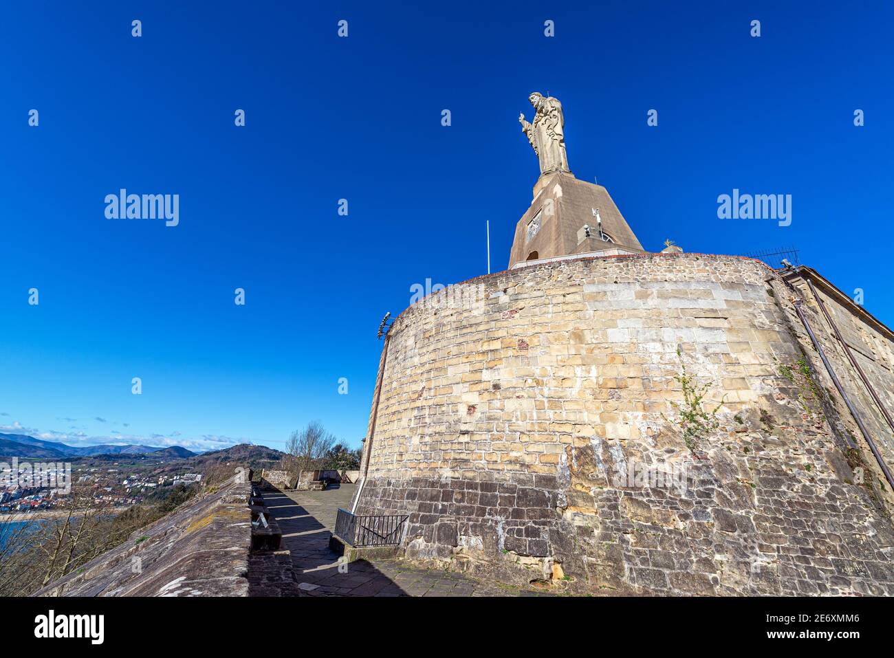 View of Jesus Christ looking out over the bay of San Sebastian, Spain ...