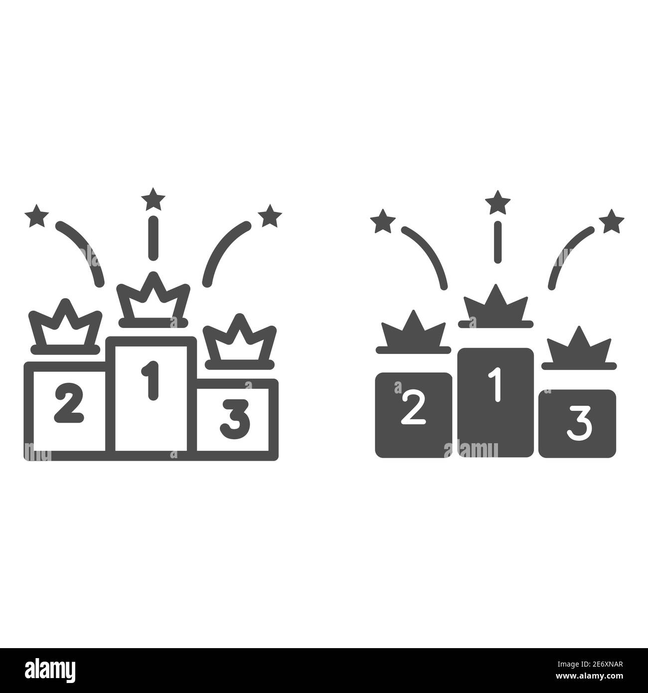 Winners podium with crowns line and solid icon, sport concept, Pedestal ...