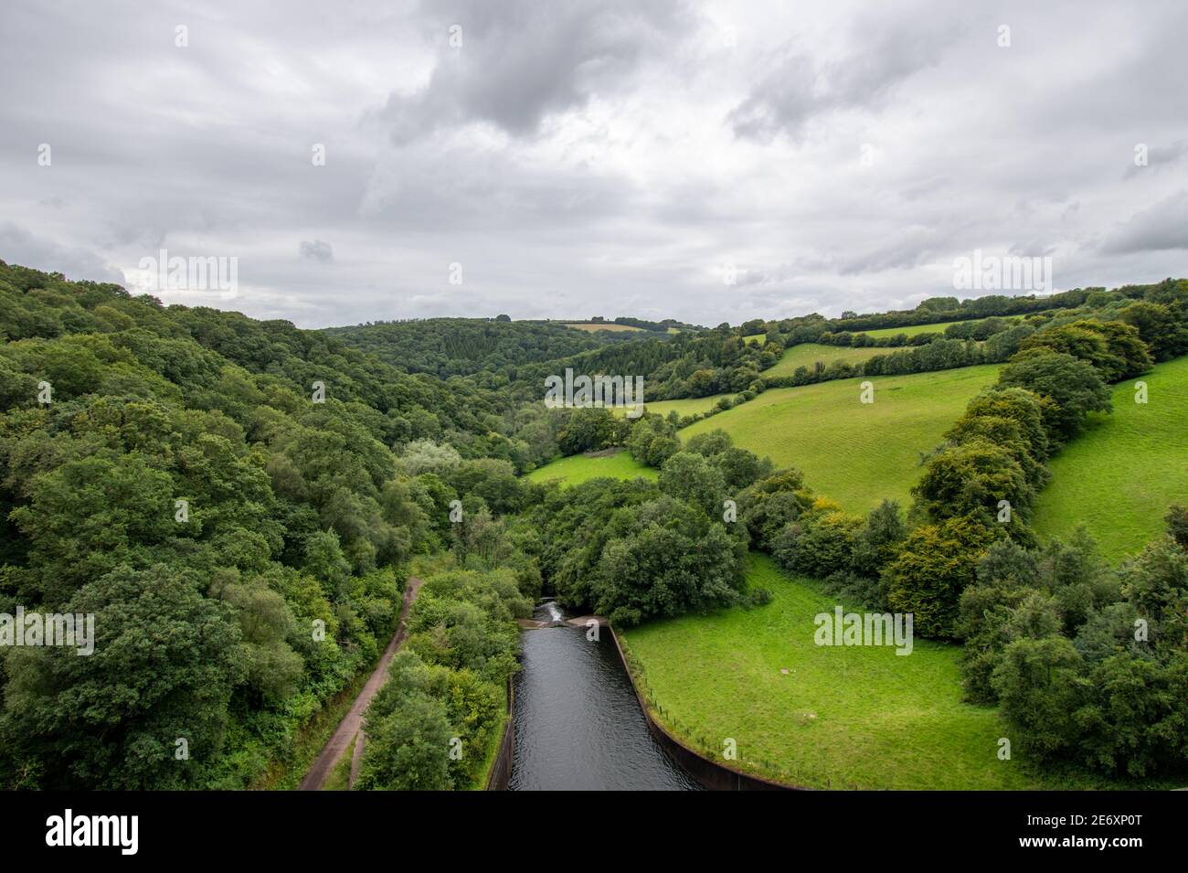 View from the top of the dam at Wimbleball Lake in Somerset Stock Photo ...