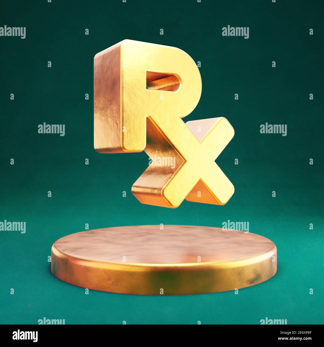 Prescription icon. Fortuna Gold Prescription symbol on golden podium ...