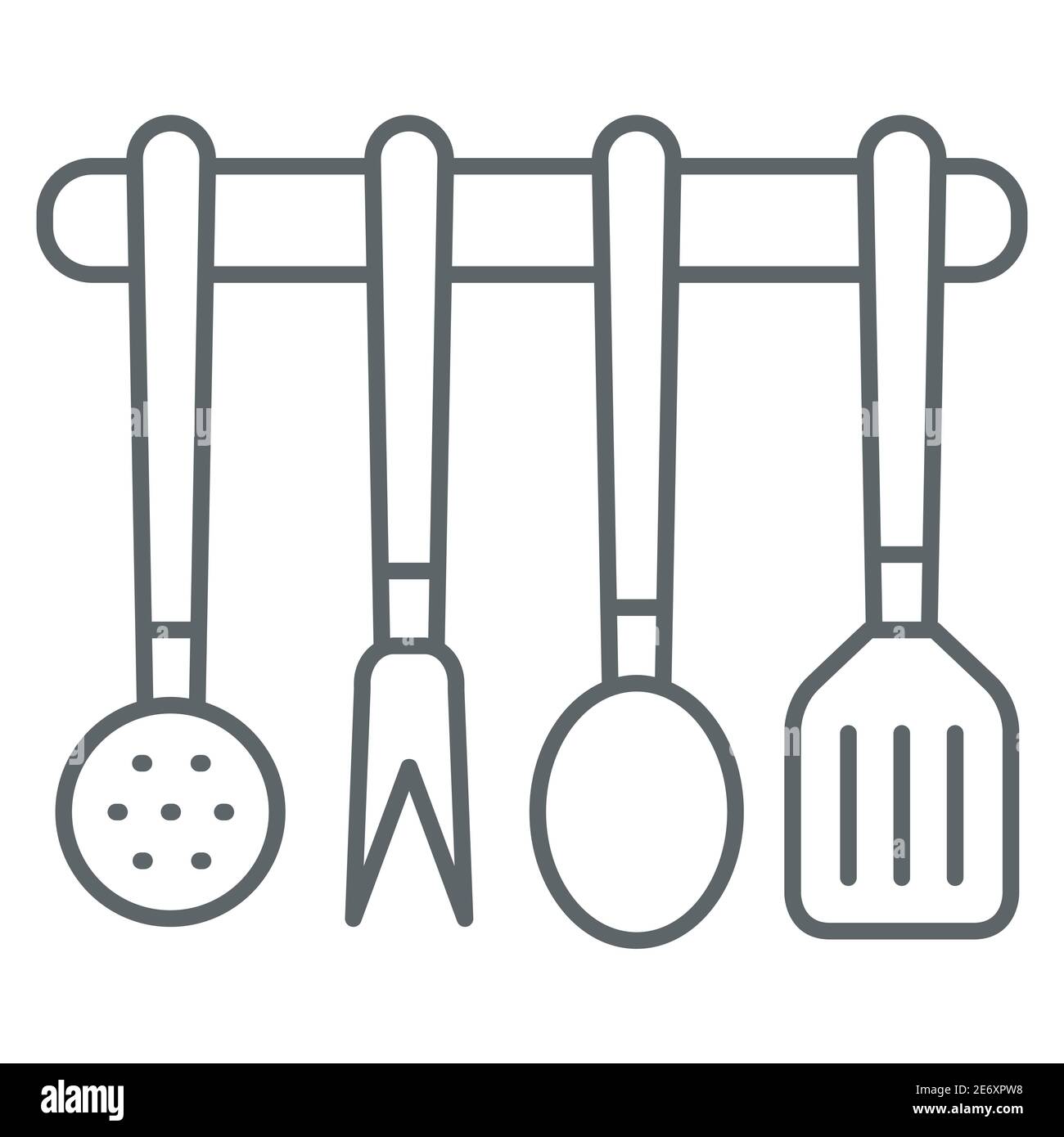 Kitchen utensils set thin line icon, Kitchen appliances concept ...