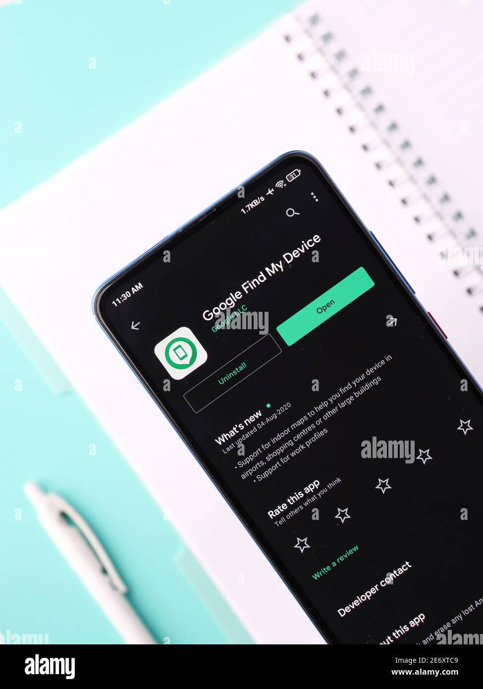Assam, india - January 31, 2021 : Google find my device logo on phone ...