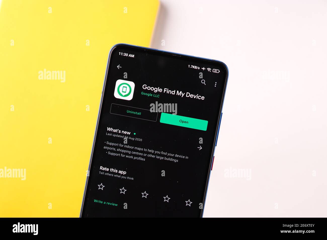 Assam, india - January 31, 2021 : Google find my device logo on phone ...