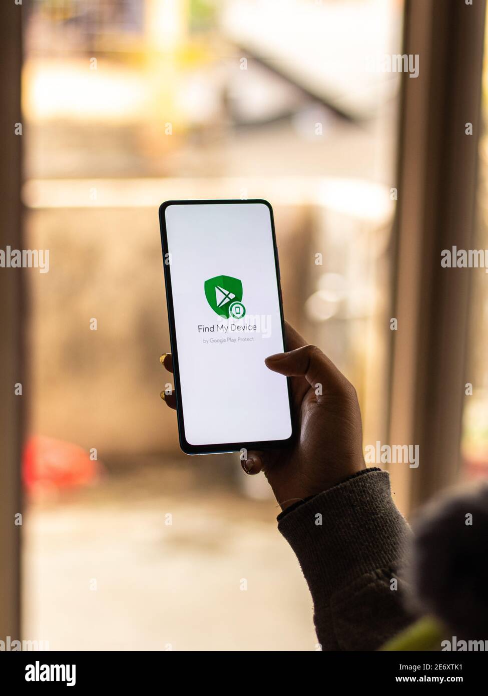 Assam, india - January 31, 2021 : Google find my device logo on phone ...