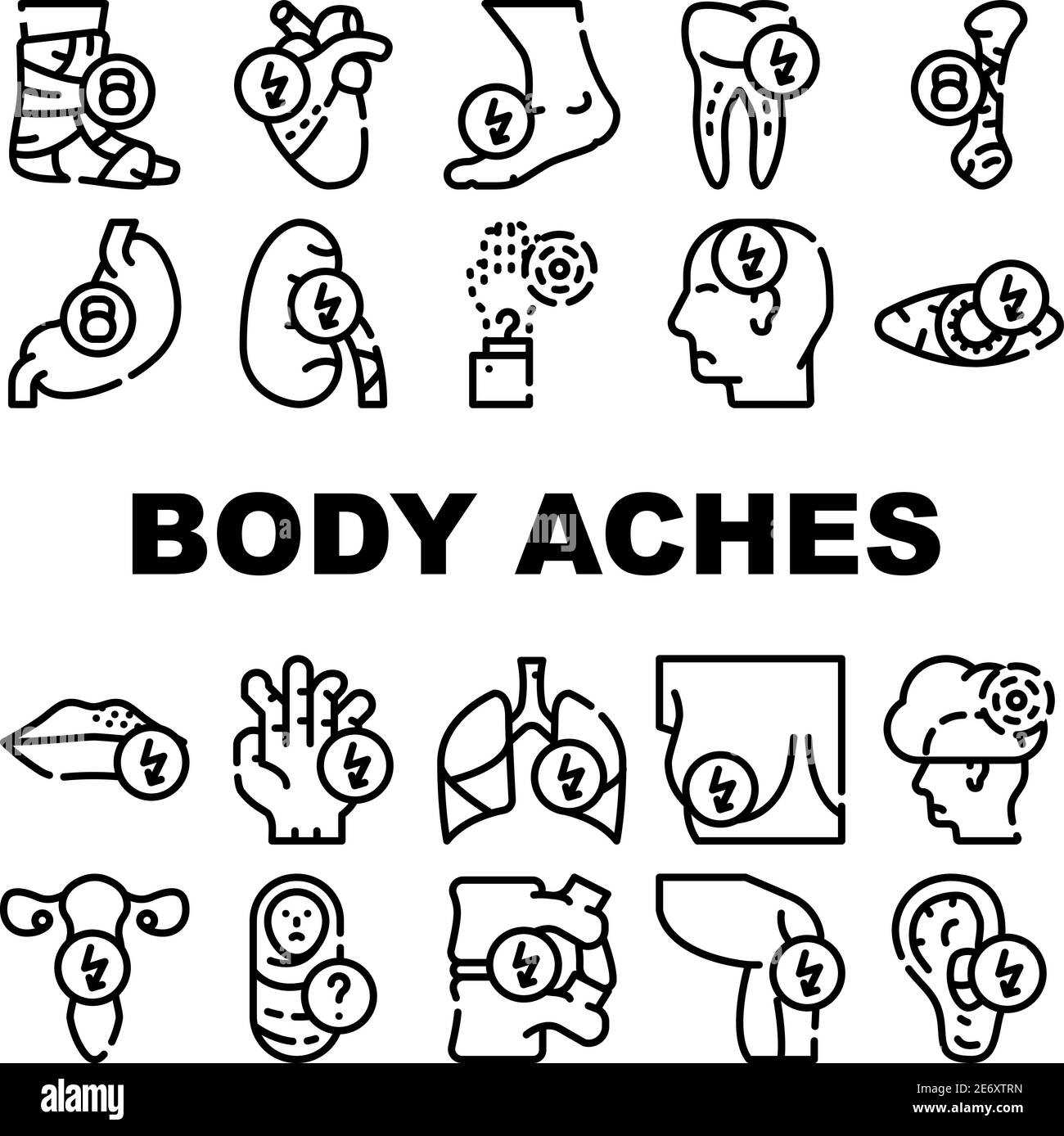 Body Aches Problem Collection Icons Set Vector Stock Vector Image & Art ...