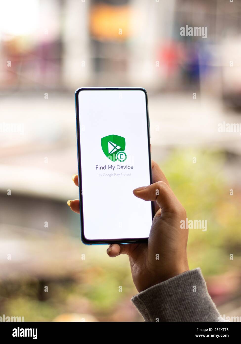 Assam, india - January 31, 2021 : Google find my device logo on phone ...