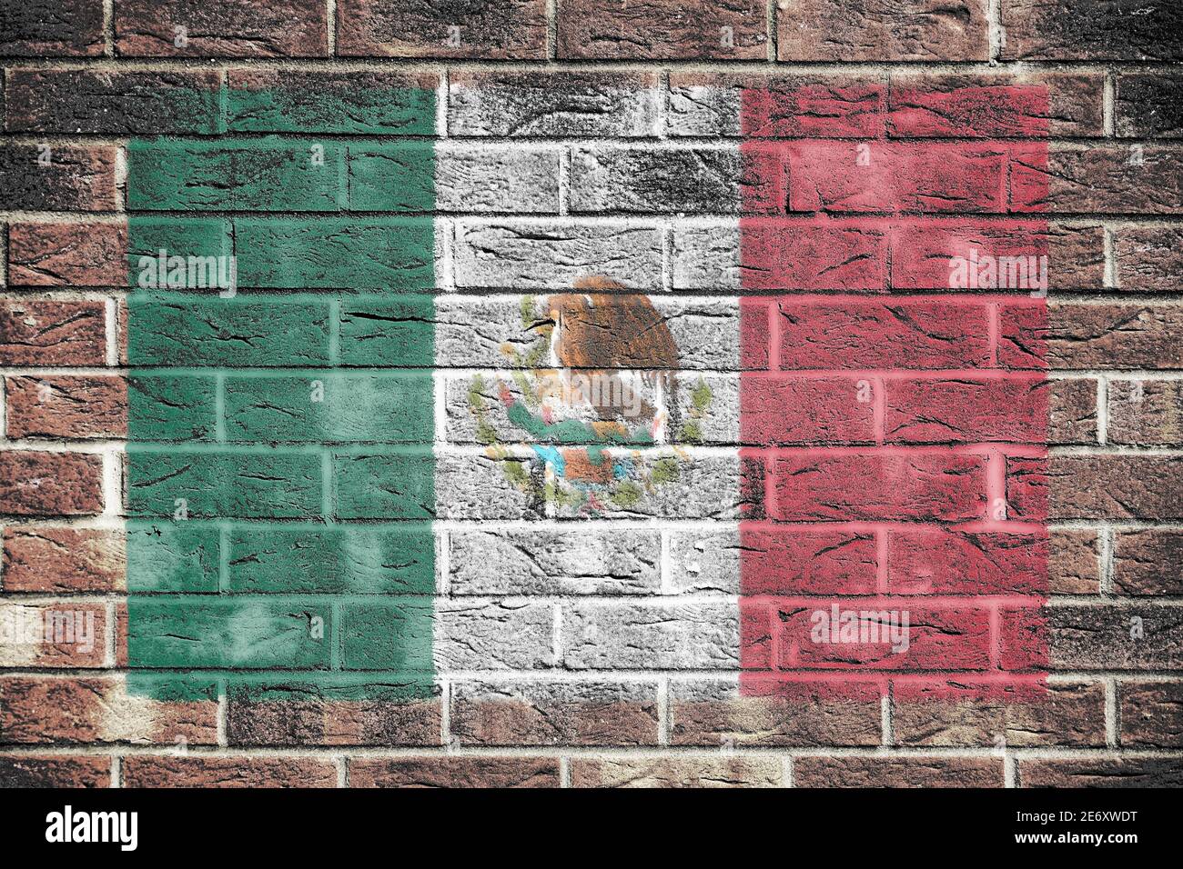 Mexico flag on old brick wall background Stock Photo - Alamy