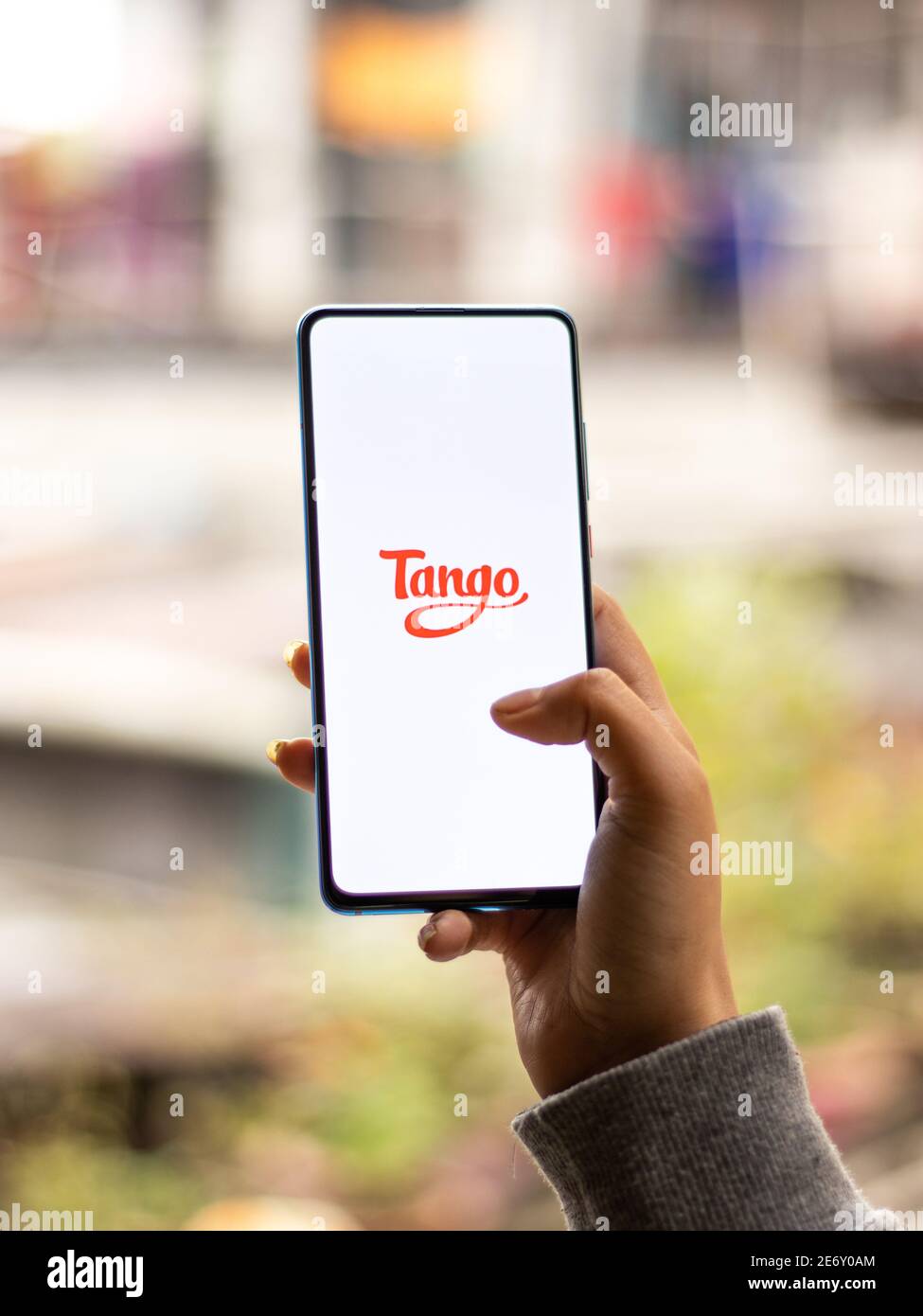 Assam, india - January 31, 2021 : Tango logo on phone screen stock ...